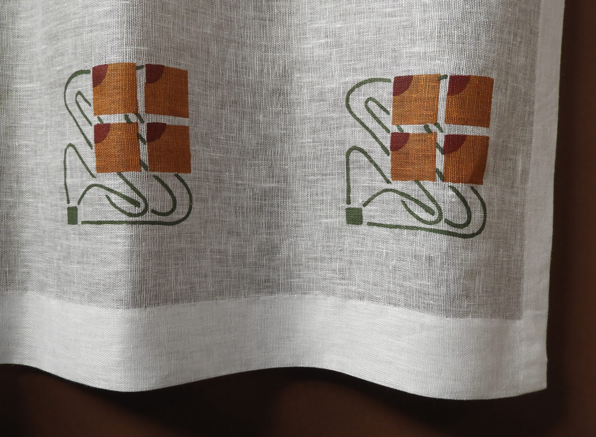 Fine Scrim with Stencilled Checkerberry, unfinished curtain – Arts ...